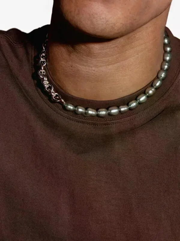 YOJ Link Chain Necklace With Pearl Embellishments