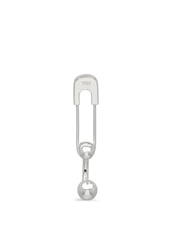 YOJ Tone Safety Pin Drop Earring - Silver