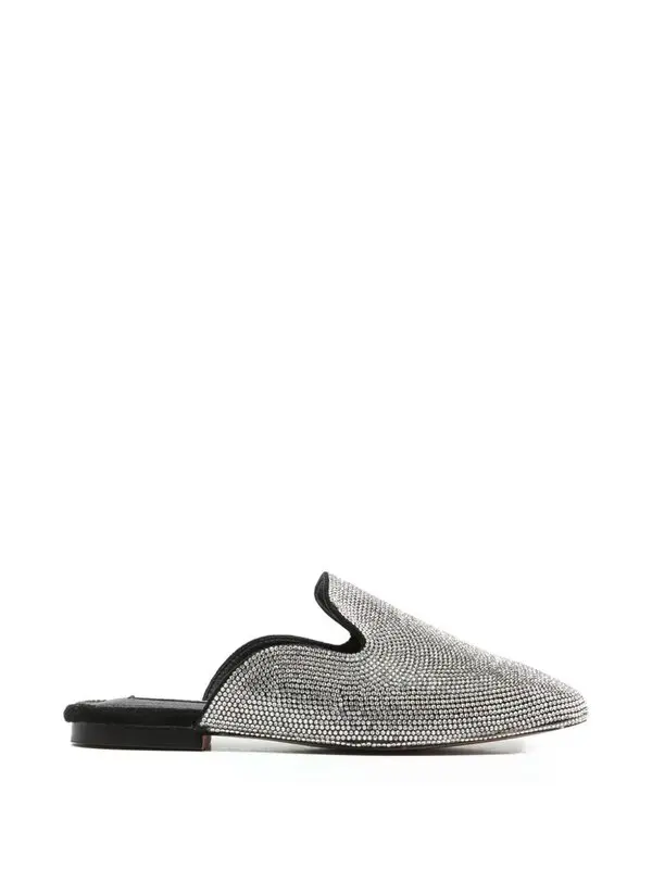 TWENTY FOURHAITCH Aukena Rhinestone-embellished Slip-on Mules - Silver