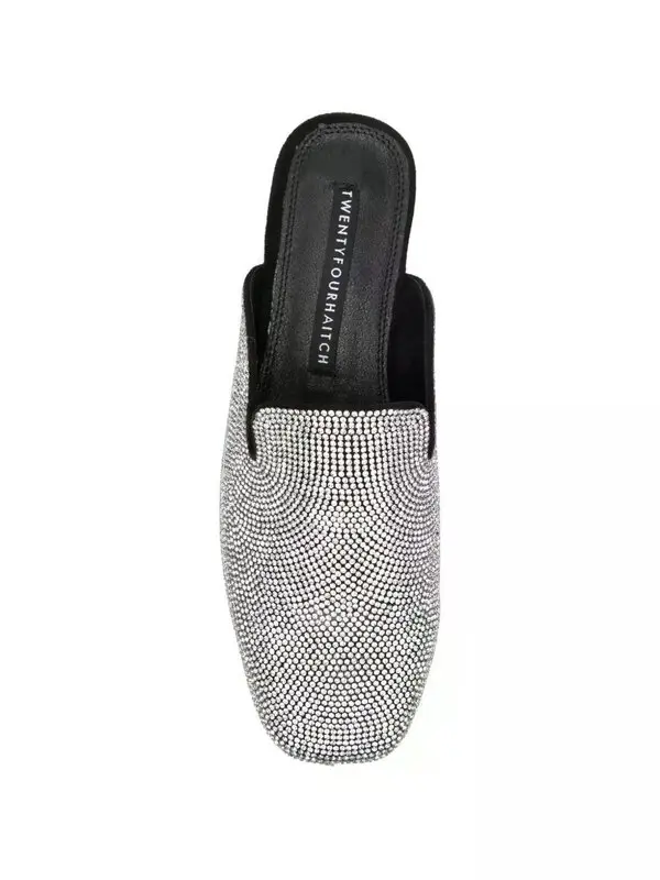 TWENTY FOURHAITCH Aukena Rhinestone-embellished Slip-on Mules - Silver