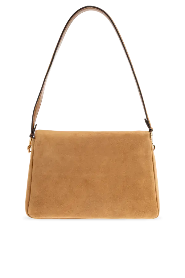 Tory Burch Charlie Suede Shoulder Bag - Beige