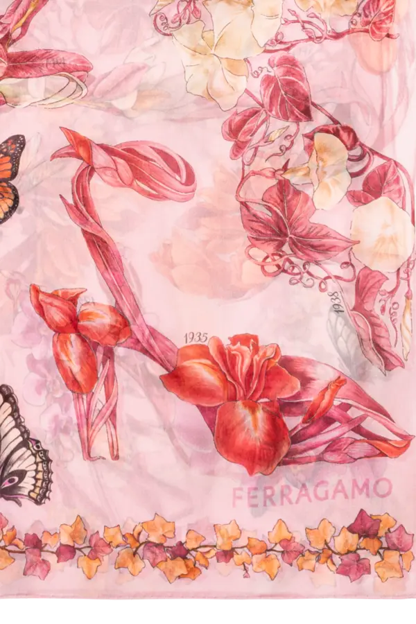 FERRAGAMO Silk Scarf With Floral Motif - Pink