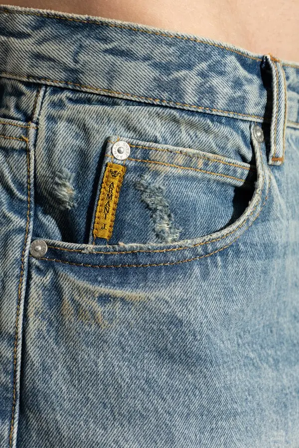 Emporio Armani Vintage Effect Straight Leg Jeans