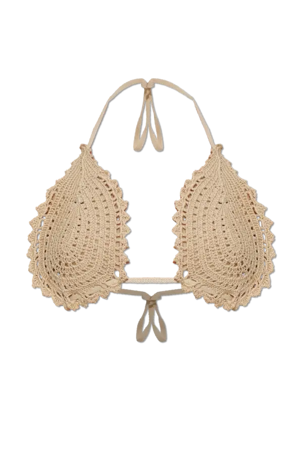 Attico Il Primo Bagno" Crochet Bikini Top - Beige