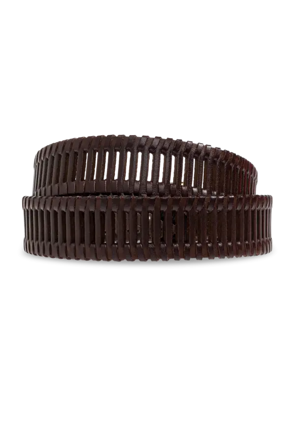 FERRAGAMO Leather Belt With Gold Buckle - Brown