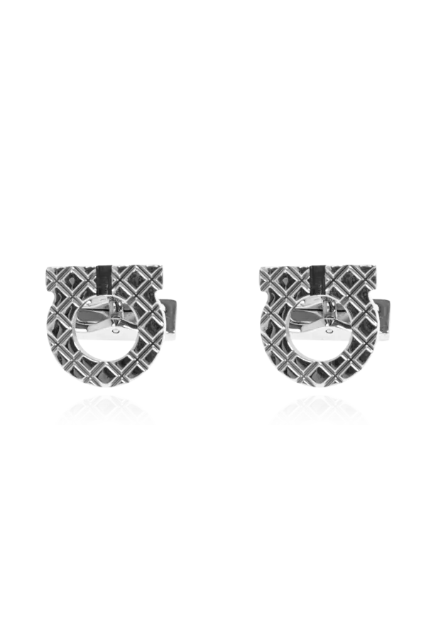 FERRAGAMO Brass Cufflinks In The Shape Of A Logo - Silver