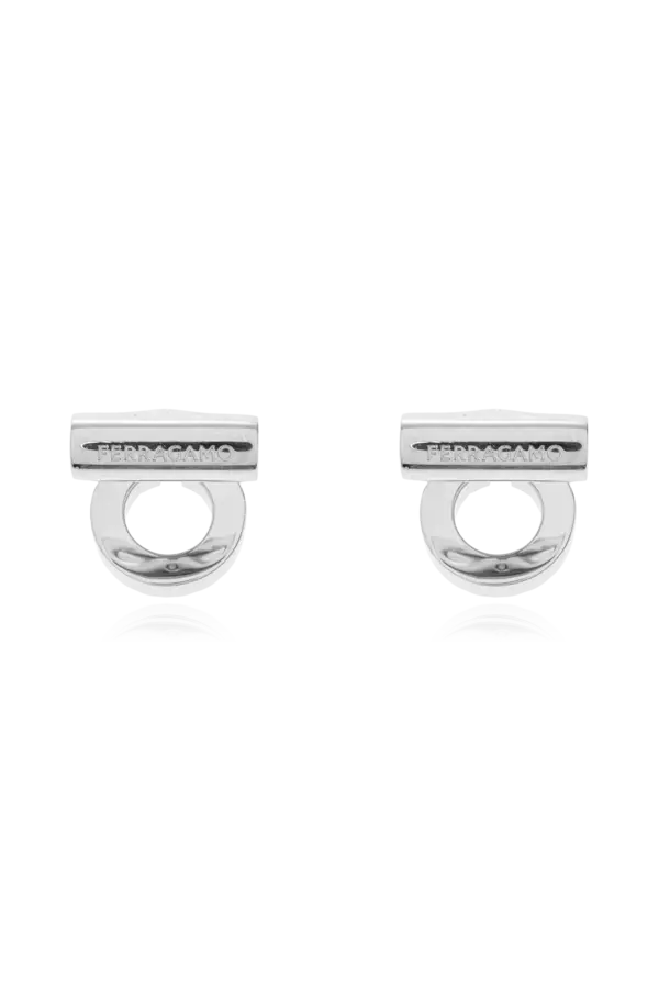 FERRAGAMO Brass Cufflinks In The Shape Of A Logo - Silver