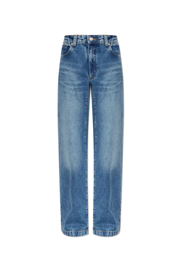 Emporio Armani Wide Leg Jeans With Distressed Finish - Blue