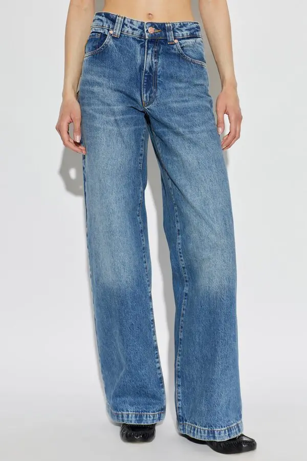 Emporio Armani Wide Leg Jeans With Distressed Finish
