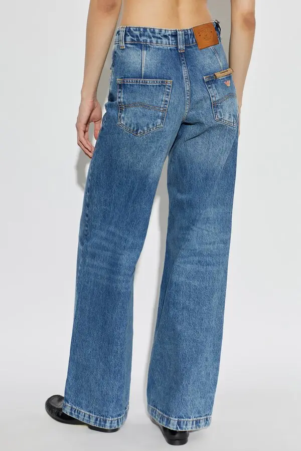 Emporio Armani Wide Leg Jeans With Distressed Finish