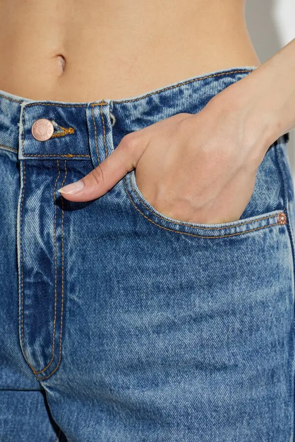 Emporio Armani Wide Leg Jeans With Distressed Finish