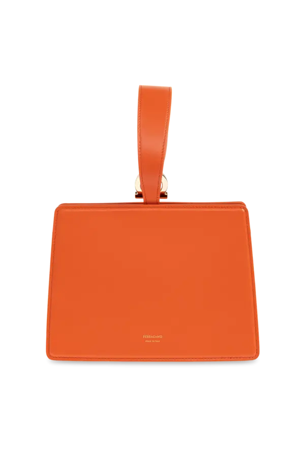 FERRAGAMO Leather Handheld Bag With Gold Hardware