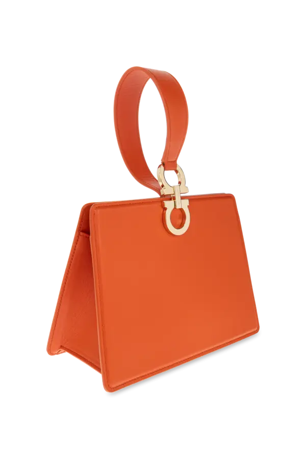 FERRAGAMO Leather Handheld Bag With Gold Hardware