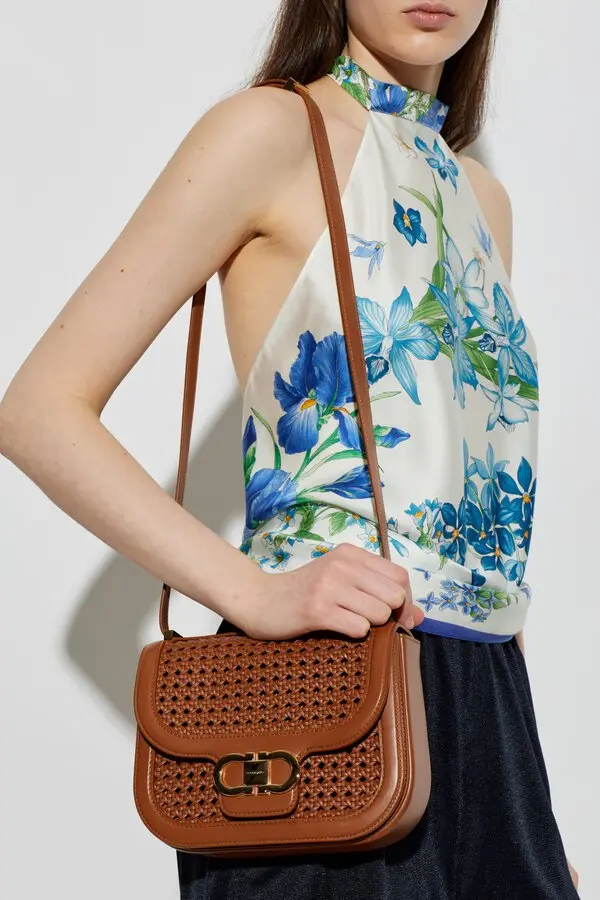 FERRAGAMO Woven Leather Shoulder Bag