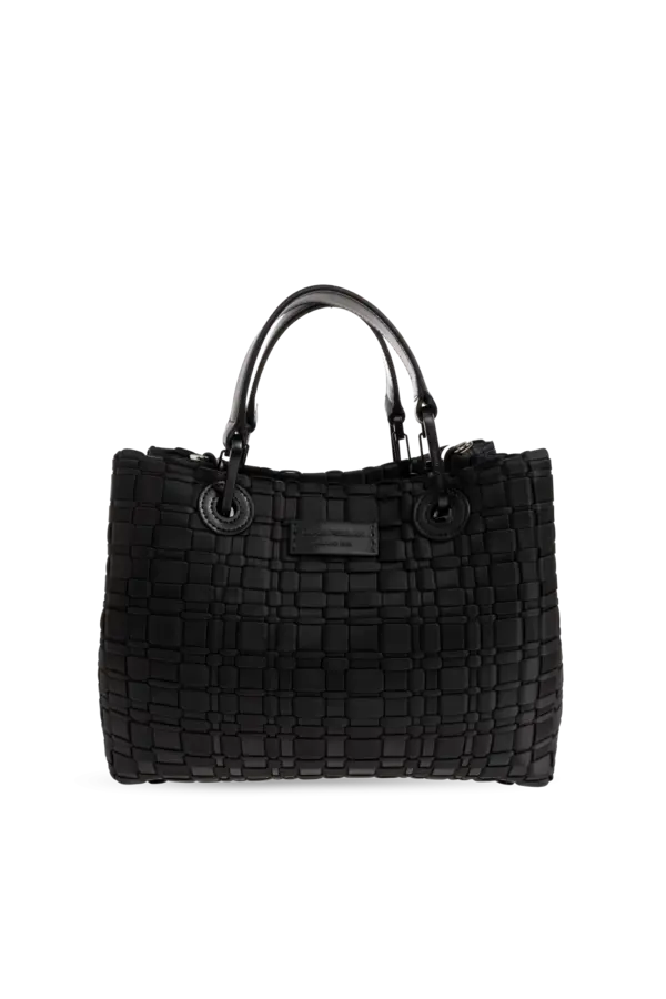 Emporio Armani Woven Tote Bag With Logo Patch
