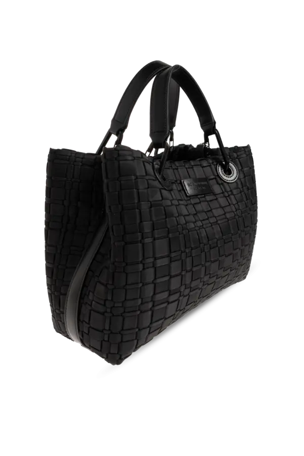 Emporio Armani Woven Tote Bag With Logo Patch