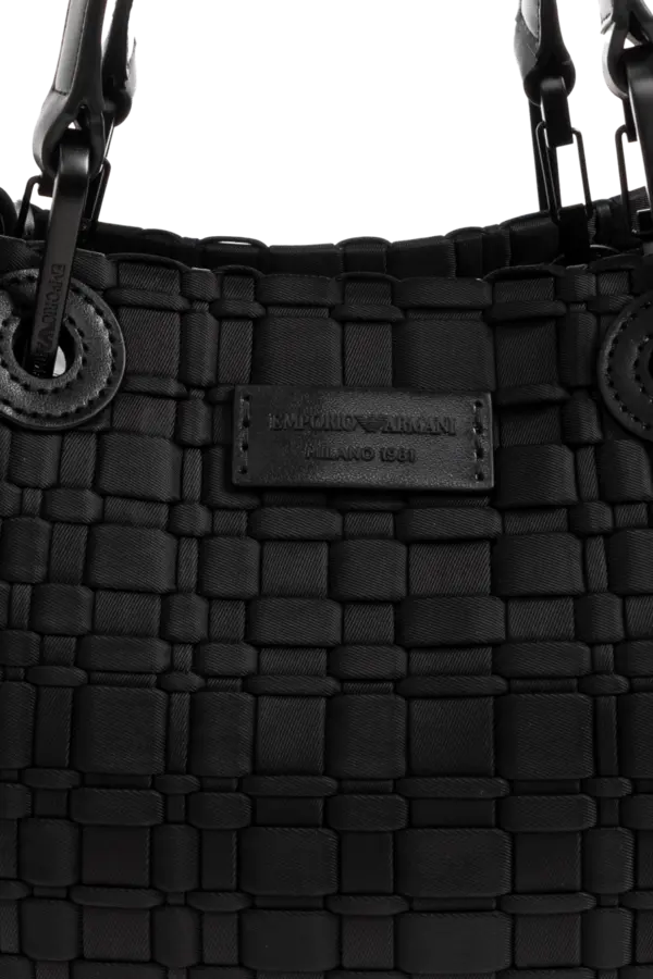 Emporio Armani Woven Tote Bag With Logo Patch
