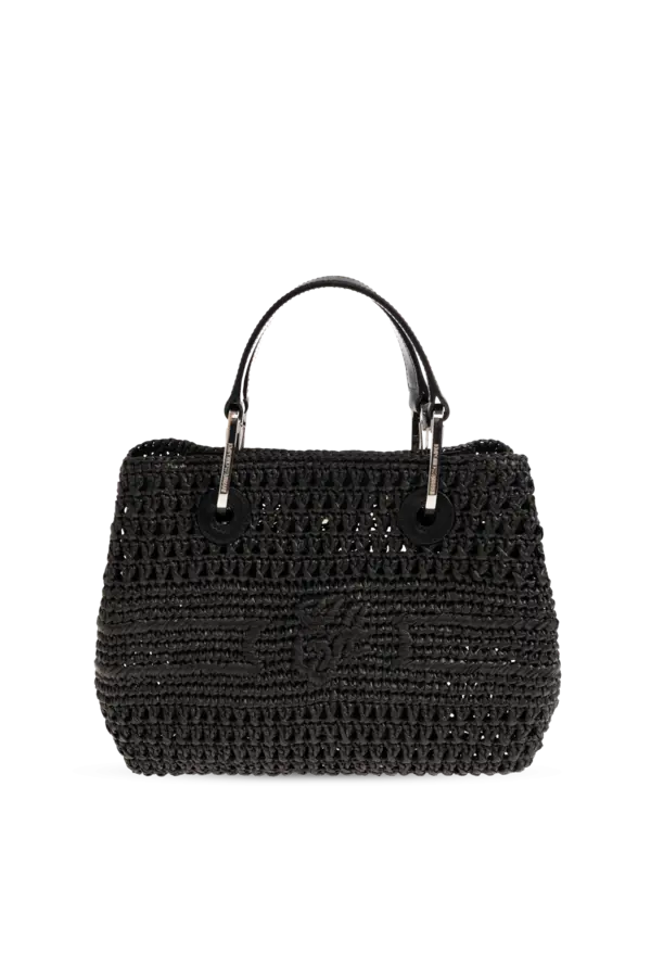 Emporio Armani Woven Top Handle Bag With Embossed Logo