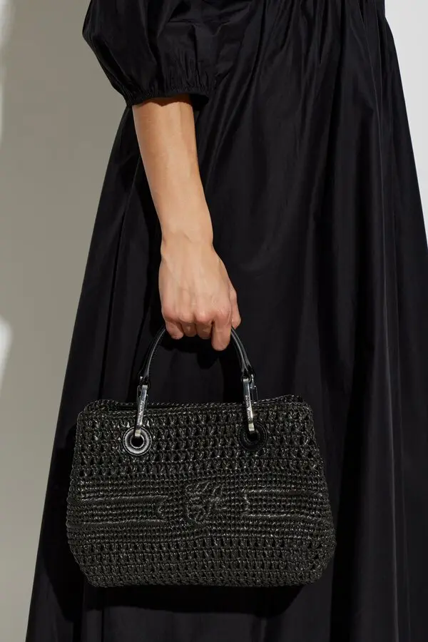 Emporio Armani Woven Top Handle Bag With Embossed Logo