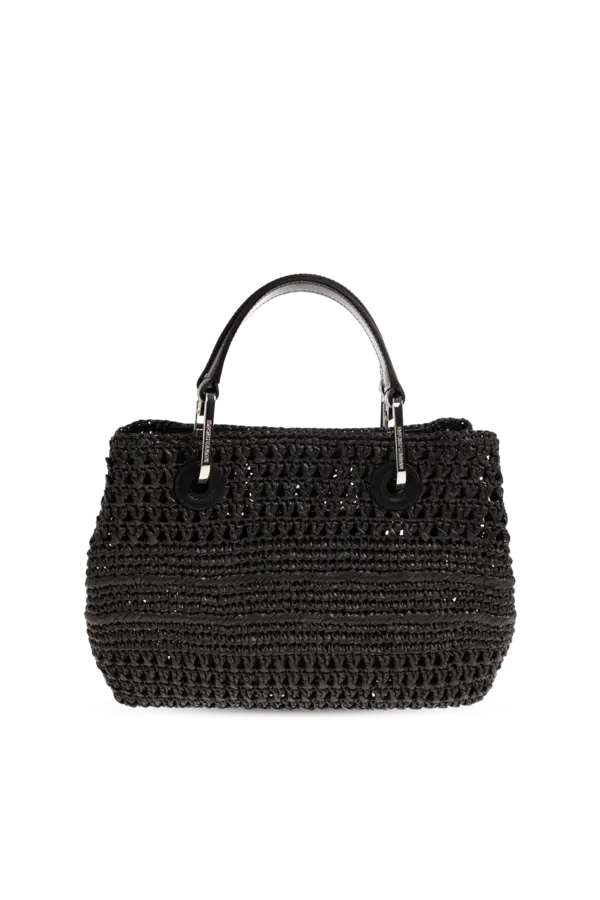 Emporio Armani Woven Top Handle Bag With Embossed Logo