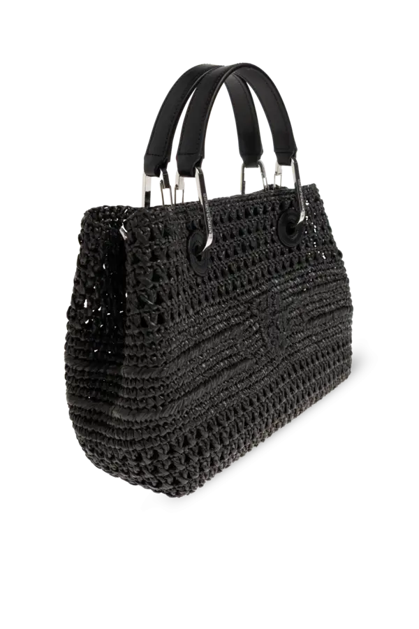 Emporio Armani Woven Top Handle Bag With Embossed Logo