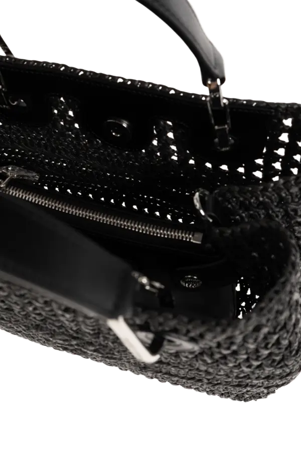 Emporio Armani Woven Top Handle Bag With Embossed Logo