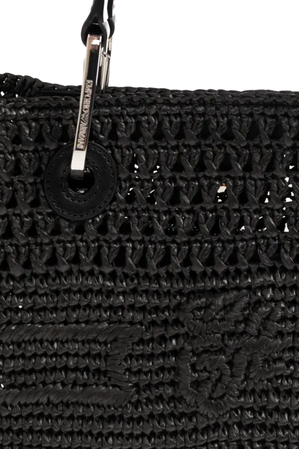 Emporio Armani Woven Top Handle Bag With Embossed Logo