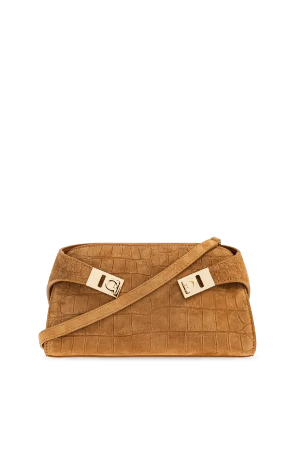 FERRAGAMO Hug" Suede Bag - Beige