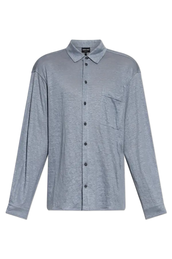 Giorgio Armani Linen Shirt With Pocket - Blue