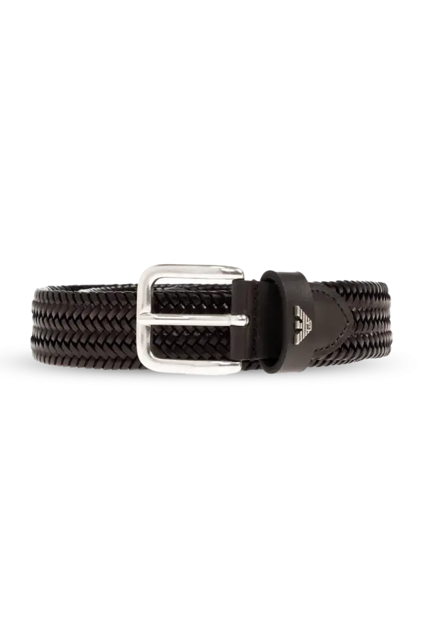 Emporio Armani Braided Leather Belt - Brown