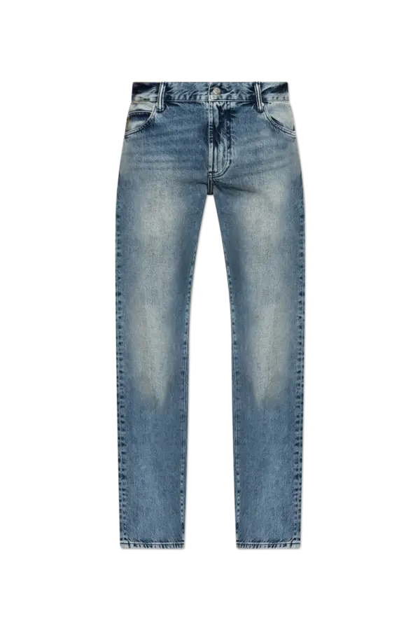 Emporio Armani Straight-leg Jeans In Washed Denim - Blue