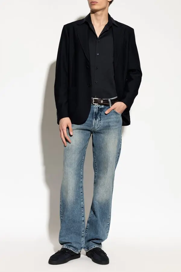 Emporio Armani Straight-leg Jeans In Washed Denim - Blue