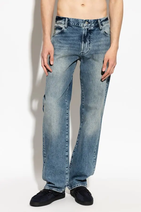 Emporio Armani Straight-leg Jeans In Washed Denim - Blue