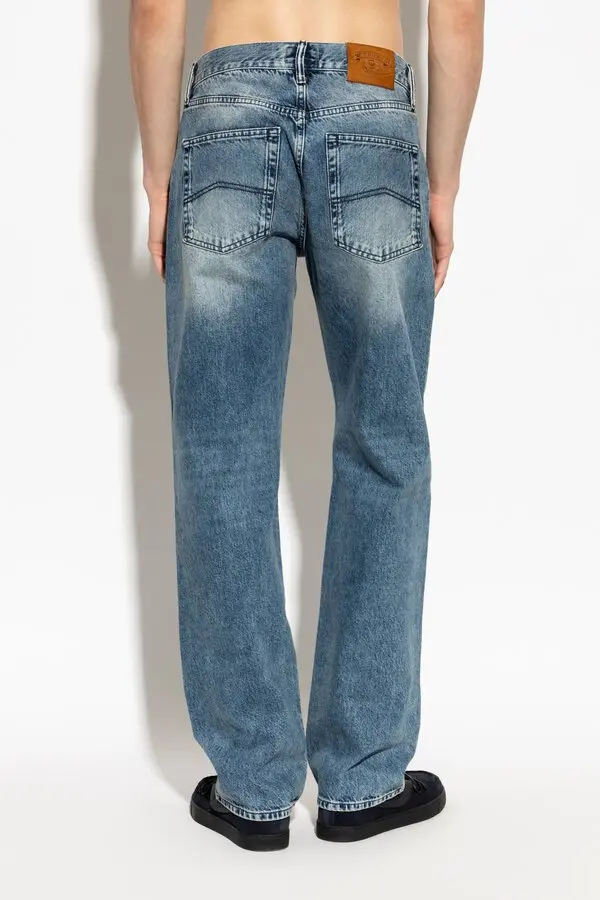 Emporio Armani Straight-leg Jeans In Washed Denim - Blue