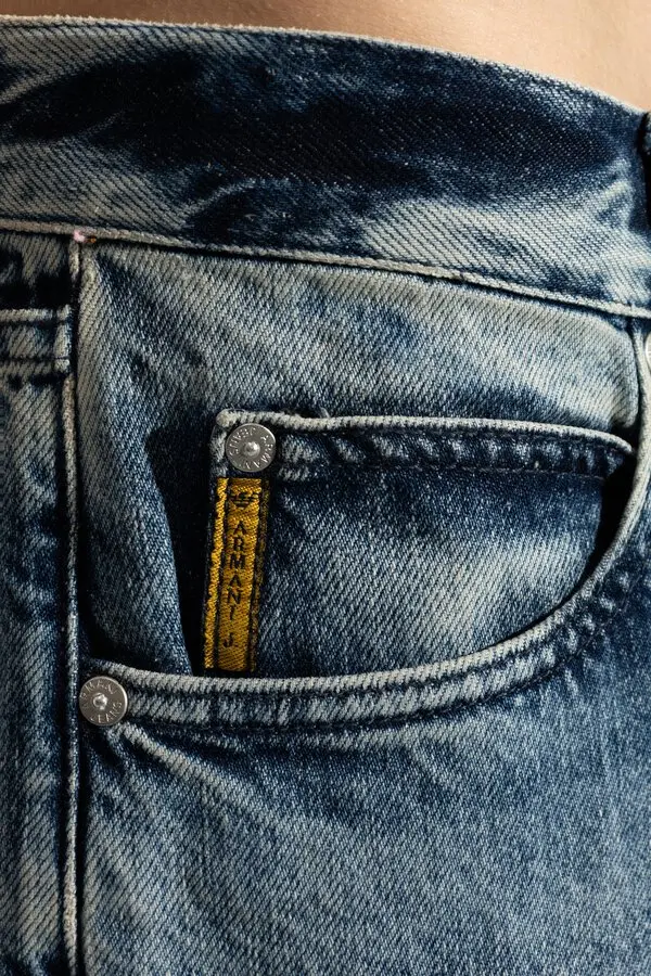 Emporio Armani Straight-leg Jeans In Washed Denim - Blue