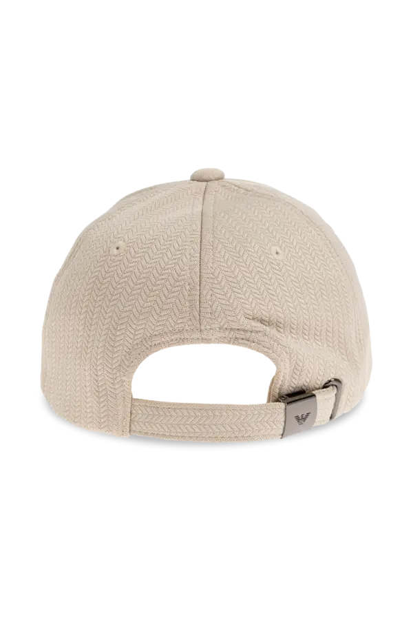 Emporio Armani Baseball Cap With Herringbone Pattern And Embossed Eagle Logo