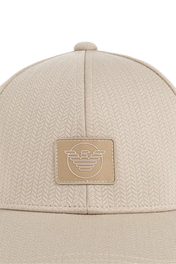 Emporio Armani Baseball Cap With Herringbone Pattern And Embossed Eagle Logo