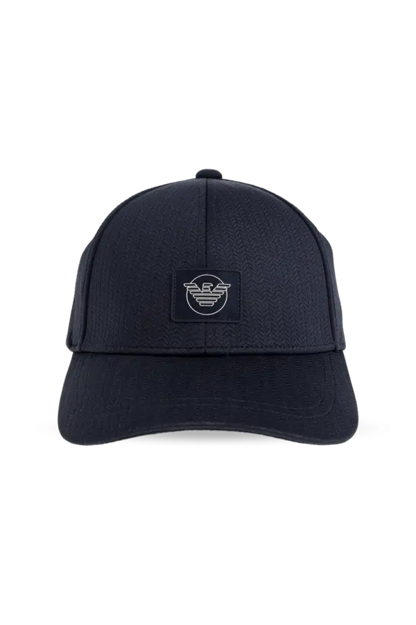 Emporio Armani Baseball Cap With Herringbone Motif And Logo Detail - Navy Blue