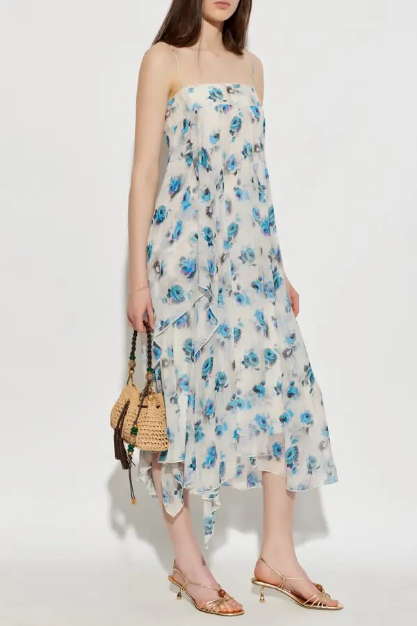 Tory Burch Silk Floral Midi Dress