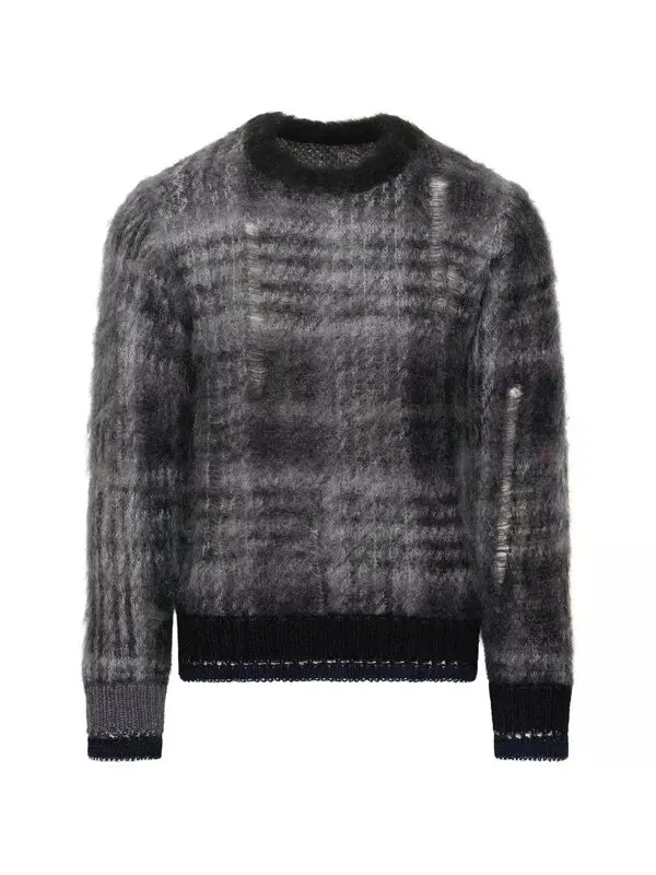 Sacai Plaid Mohair-blend Sweater