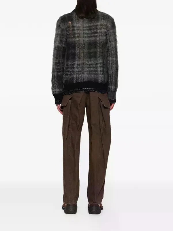 Sacai Plaid Mohair-blend Sweater