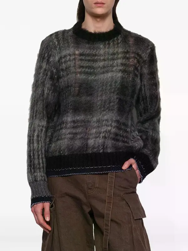 Sacai Plaid Mohair-blend Sweater