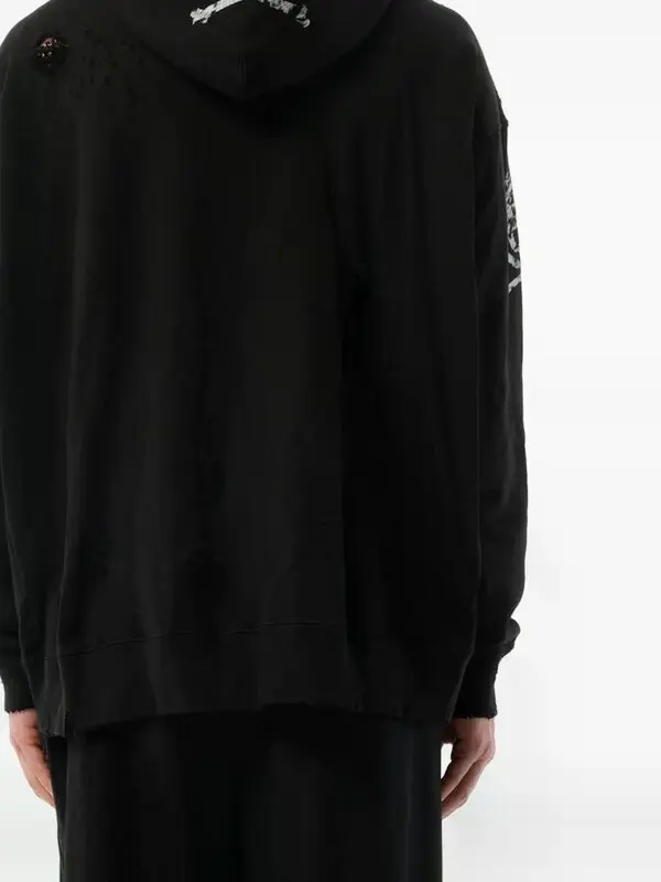 MASTERMIND WORLD Distressed Skull-print Hoodie