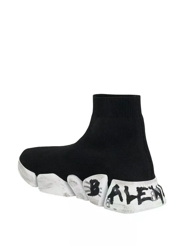 Balenciaga Speed 2.0 Graffiti Knit Sneakers - Black