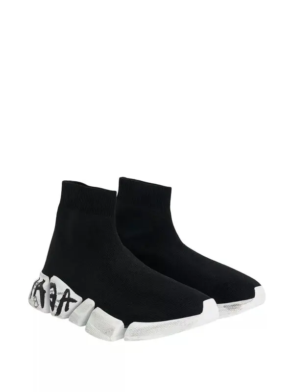Balenciaga Speed 2.0 Graffiti Knit Sneakers - Black