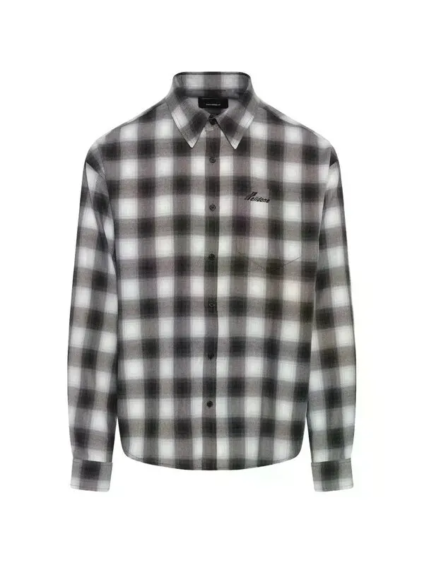 We11Done Checkered-pattern Graphic-print Shirt