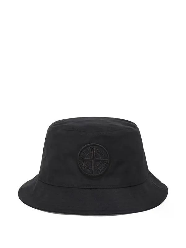 Stone Island Embroidered Logo Bucket Hat - Black