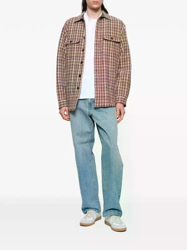 VOWELS Double-pocket Minicheck Shirt Jacket - Brown