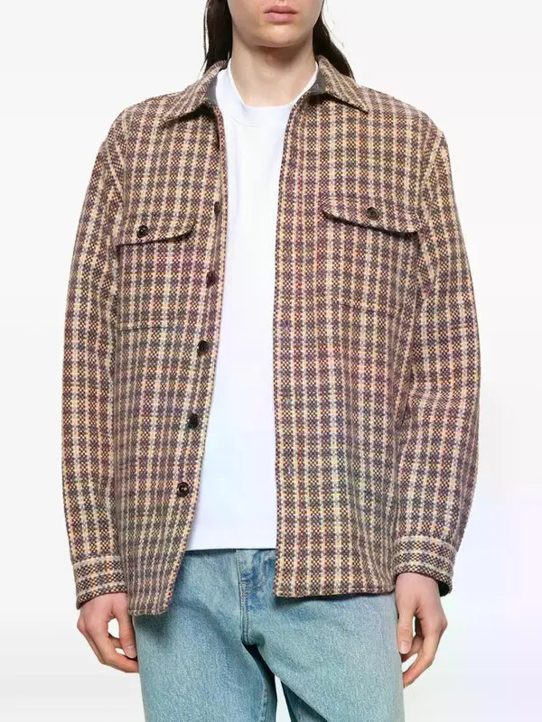 VOWELS Double-pocket Minicheck Shirt Jacket - Brown
