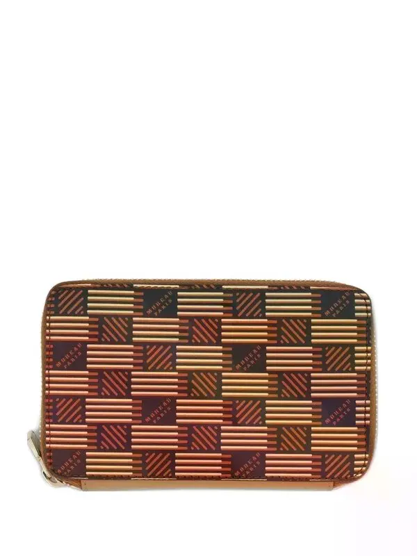 Moreau Mini Geometric-print Zip-around Wallet - Brown